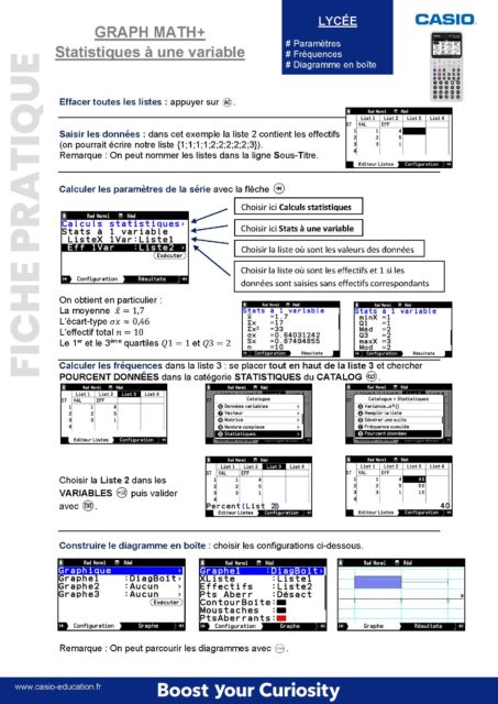 GRAPH MATH+ : Statistiques à une variable - Menu Stats - Lycée | Casio Education | CASIO Éducation