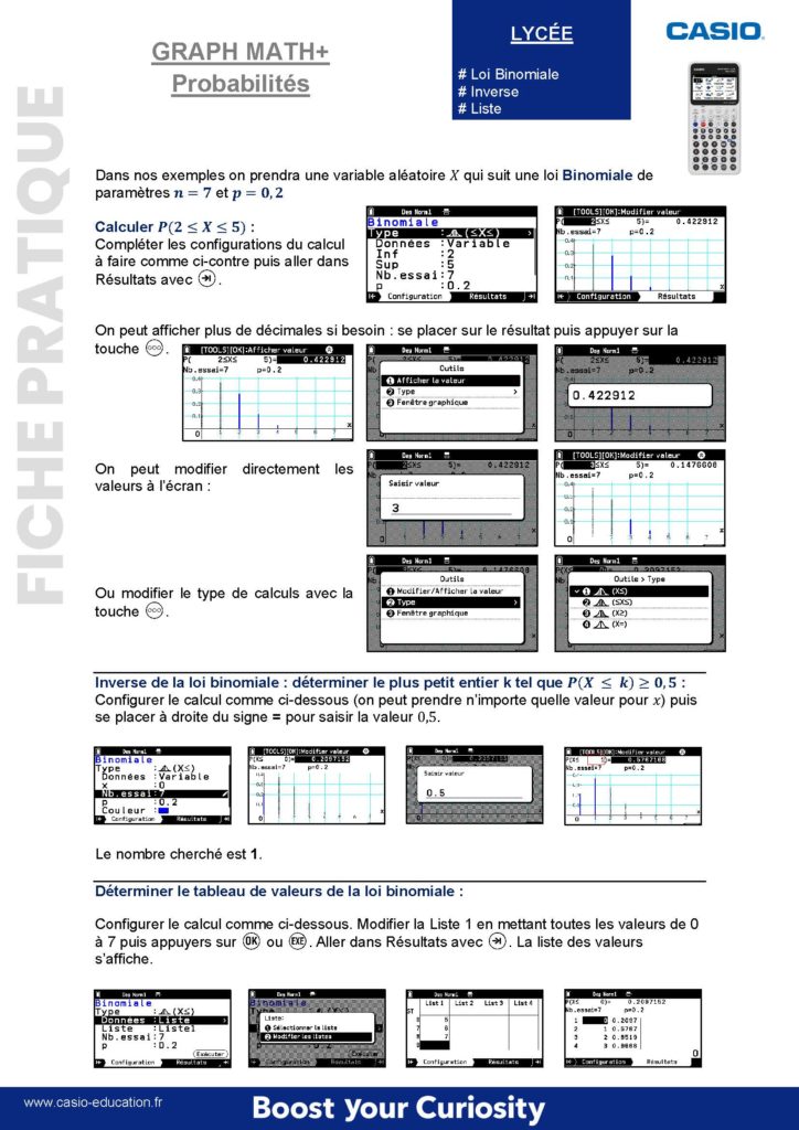 Probabilités avec la calculatrice GRAPH MATH+ - Secondaire | Casio ...