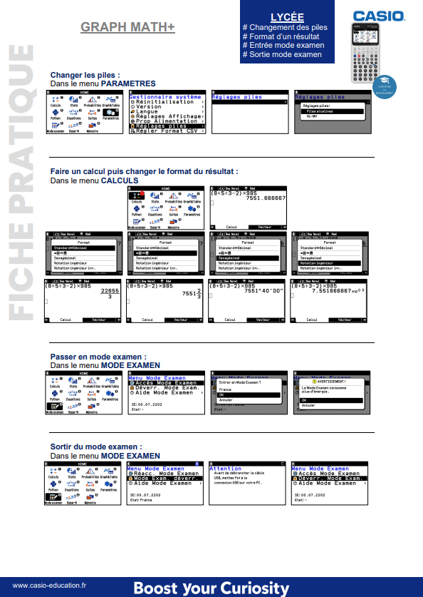 GRAPH MATH+ : Prise en main - Lycée | Casio Education | CASIO Éducation