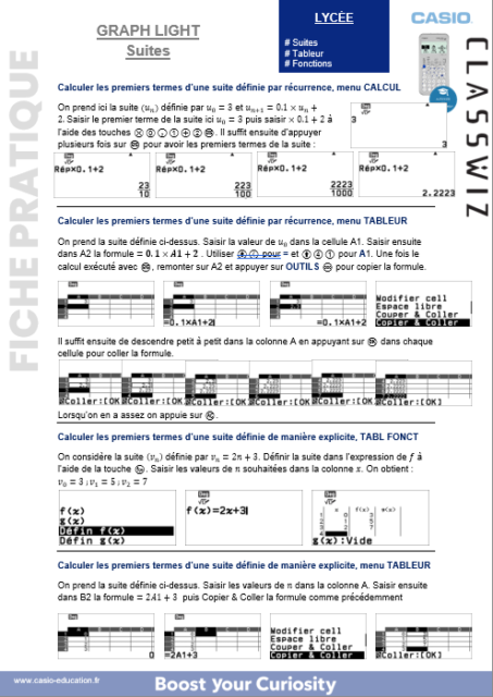 GRAPH LIGHT : Guide utilisateur - Lycée | Casio Education | CASIO Éducation
