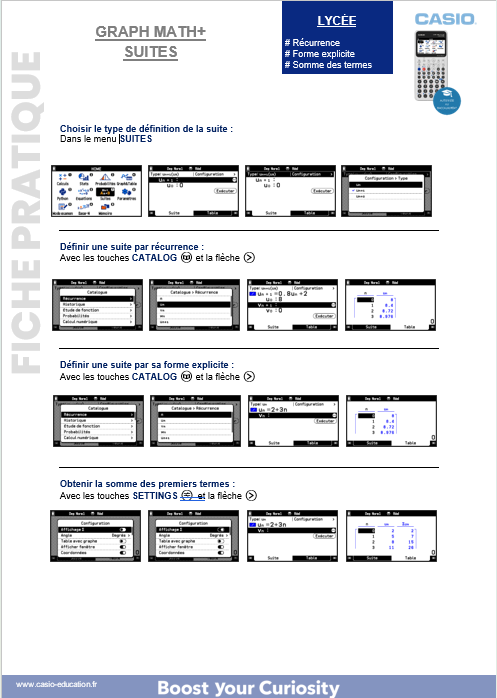 Suites avec la calculatrice GRAPH MATH+ - Lycée | Casio Education ...