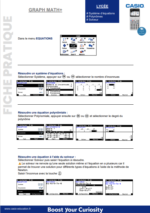 Equations Avec La Calculatrice Graph Math Lycée Casio Education